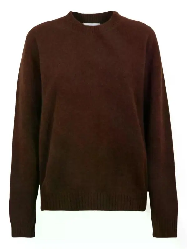 LANEUS Crew-neck Ribbed Sweater - Brown
