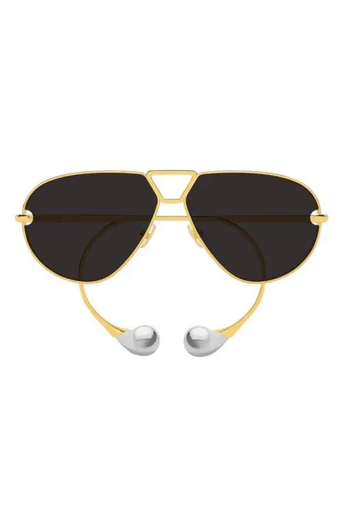 Bottega Veneta 64mm Aviator Sunglasses - Gold