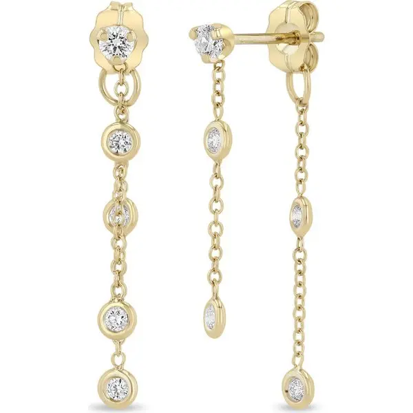 Zoe Chicco 14k Gold Floating Diamond Front/back Earrings - 14k Yellow Gold