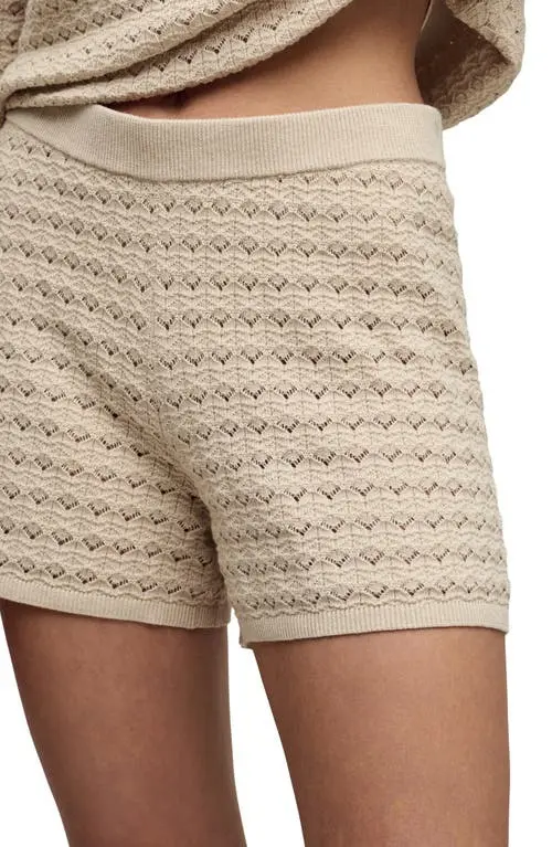 Barefoot Dreams Heathered Cotton Tulip Pointelle Lounge Shorts - Heather Stone