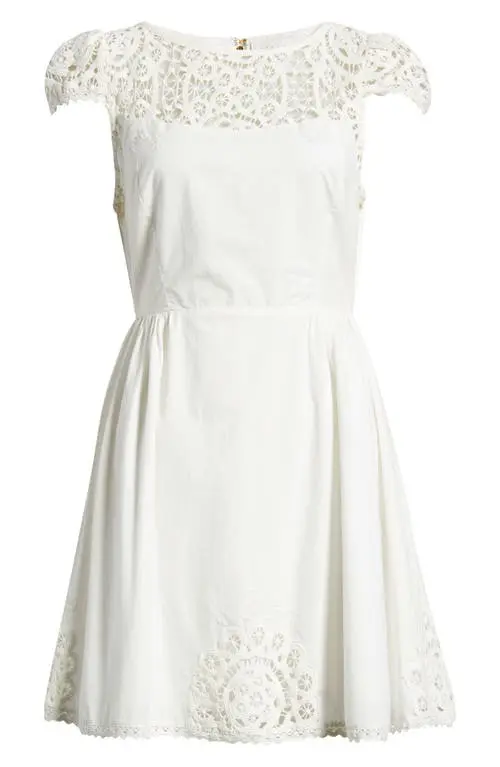 CLEOBELLA Cutwork Detail Cotton Minidress