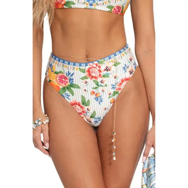 Agua Bendita Penelope Basket High Waist Bikini Bottom - Blue