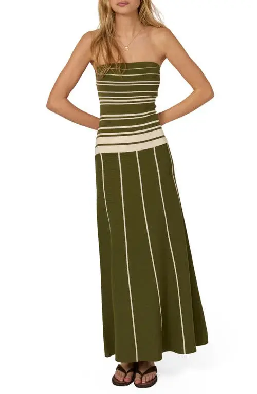 NOBODY'S CHILD Stripe Bandeau Maxi Dress