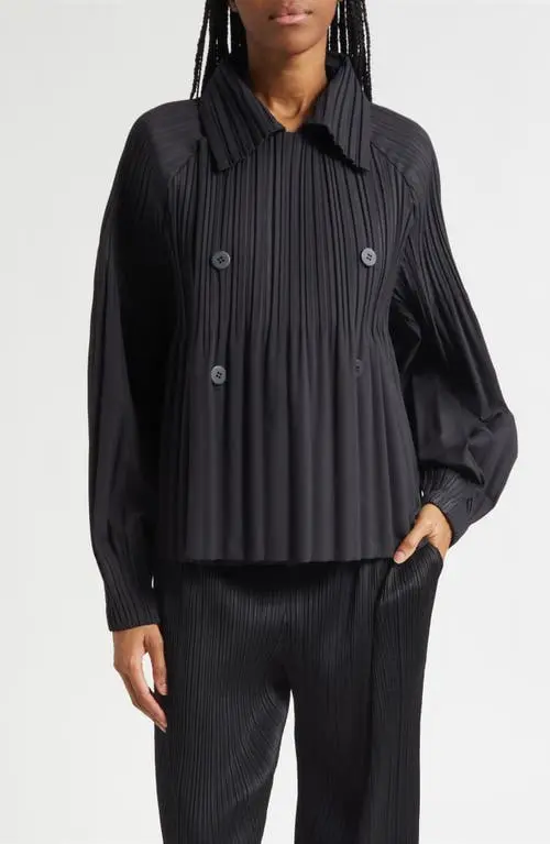 Issey Miyake Pleated Double-breasted Jacket