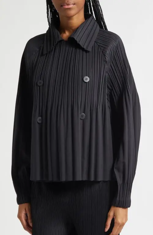 Issey Miyake Pleated Double-breasted Jacket