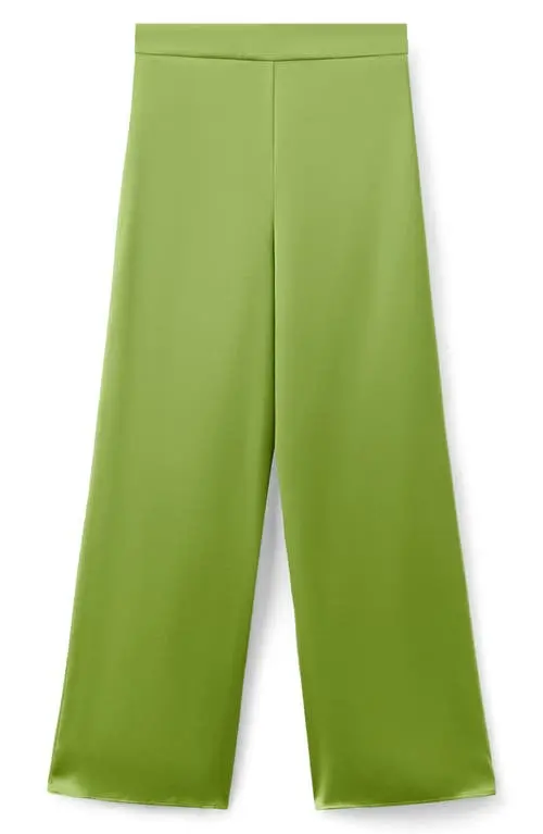 Mango Satin Wide Leg Ankle Length Pants