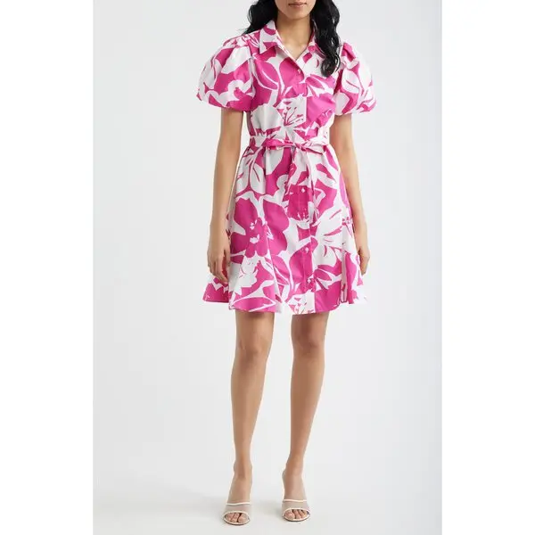 CECE DUPRAZ Floral Cotton Mini Shirtdress - Pink Multi