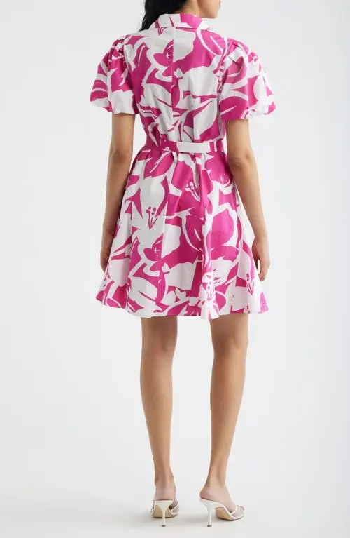 CECE DUPRAZ Floral Cotton Mini Shirtdress - Pink Multi