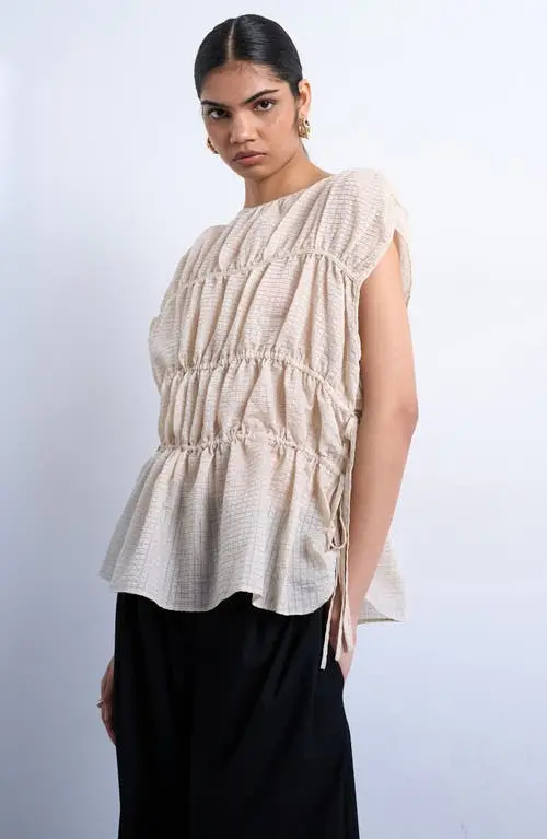 Topshop Channeled Cap-sleeve Top