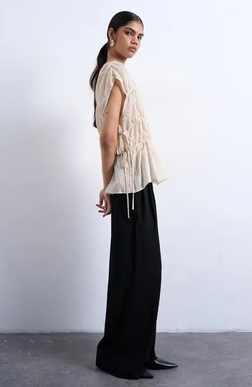 Topshop Channeled Cap-sleeve Top