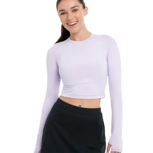 BLOQUV Long Sleeve Crop Top For Everyday Sun And Uv Protection - Lavender