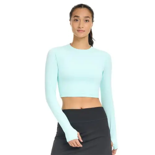 BLOQUV Long Sleeve Crop Top For Everyday Sun And Uv Protection - Mint