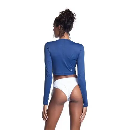 BLOQUV Everyday Long Sleeve Crop Top With Uv Protection - Navy