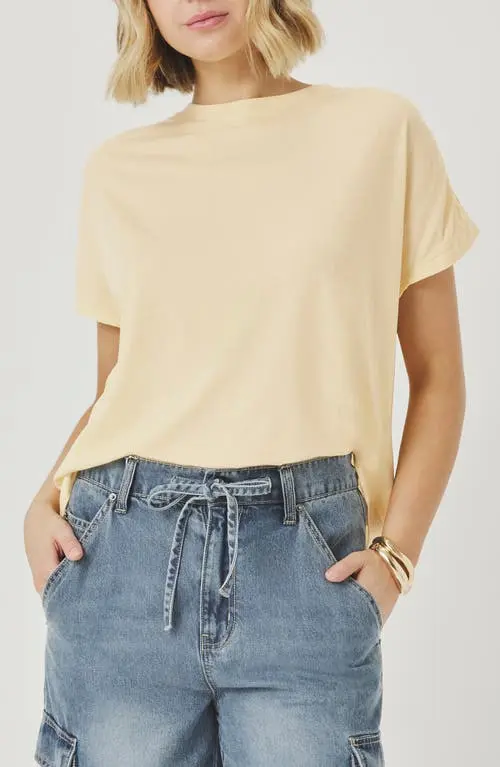 Splendid Rebecca Shirred Sleeve Cotton Blend T-shirt - Honeysuckle Beige