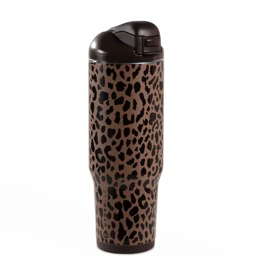 HYDROJUG Ease2o 32oz Insulated Stainless Steel Water Bottle With Dual Sip & Chug Lid - Brown Leopard