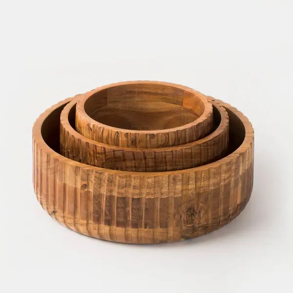 MELA ARTISANS Etta Acacia Wood Bowls - Brown - Medium