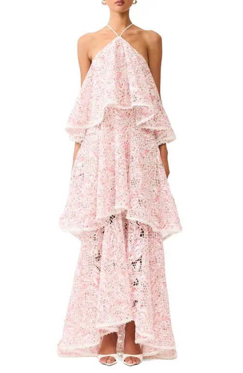 ELLIATT Valencia Floral Tiered Gown - Pink Multi