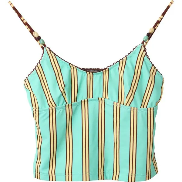 DAMSON MADDER Trudi Stripe Crop Tankini Top - Mint