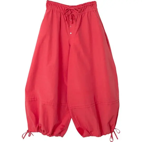 DAMSON MADDER Frida Cotton Blend Crop Balloon Pants - Red