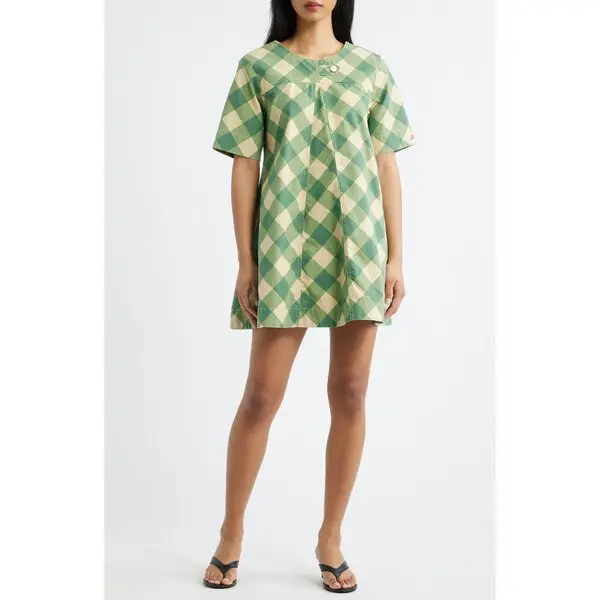 DAMSON MADDER Bridget Plaid Mini Dress - Green Multi