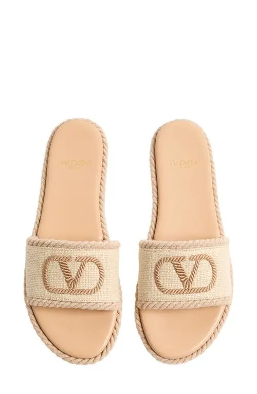 Valentino Garavani Vlogo Torchon Espadrille Slide Sandal