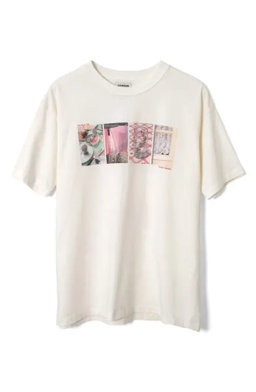 DAMSON MADDER Slow Life Crossword Graphic T-shirt - Off White