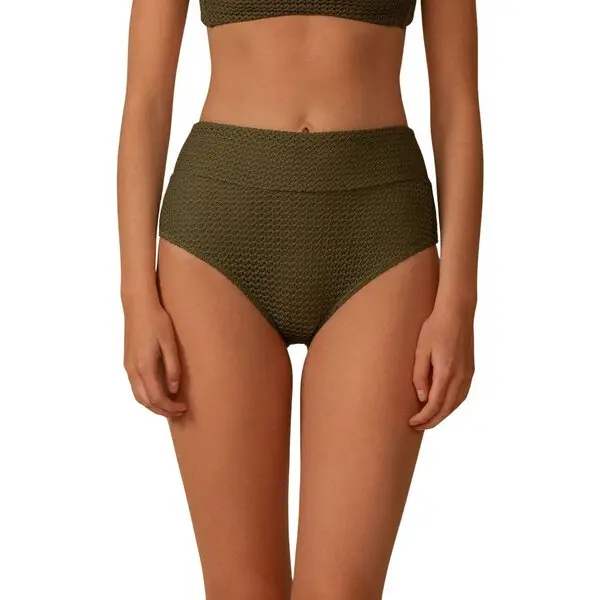 MONTCE High-waisted Bikini Bottom - Olive Crochet