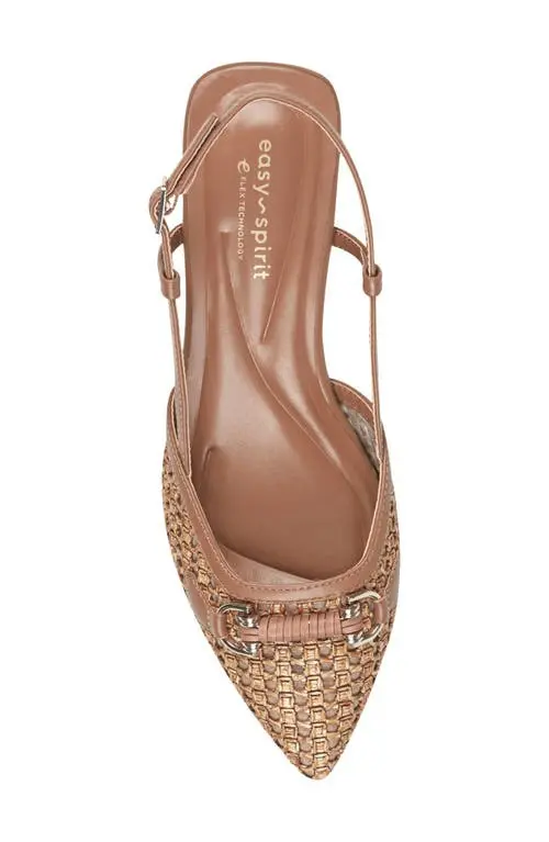 Easy Spirit Pointed Toe Slingback Pumps - Medium Brown