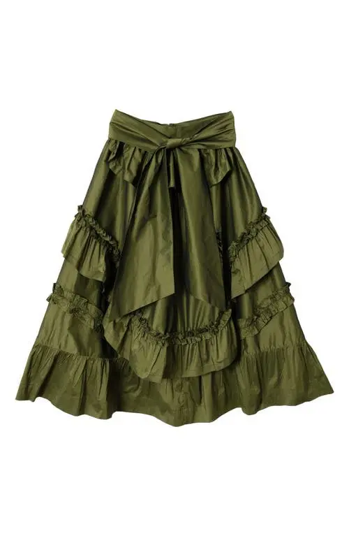 DAMSON MADDER Constance Ruffle Detail Skirt - Olive