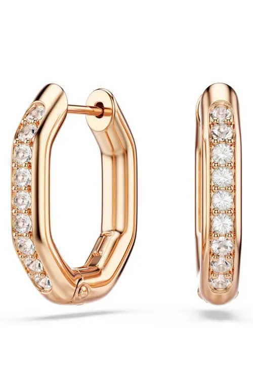SWAROVSKI Dextera Crystal Hoop Earrings - Rose Gold/white