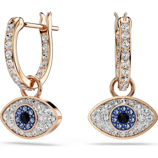 SWAROVSKI Symbolica Evil Eye Drop Hoop Earrings - Rose Gold/multi