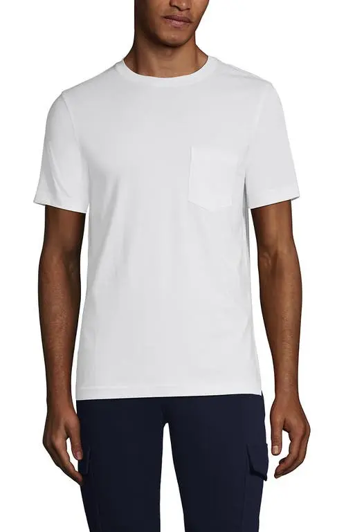 LANDS' END Short Sleeve Cotton Supima Tee With Pocket - White