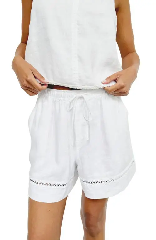 Splendid Stella Lace Inset Linen Shorts - White