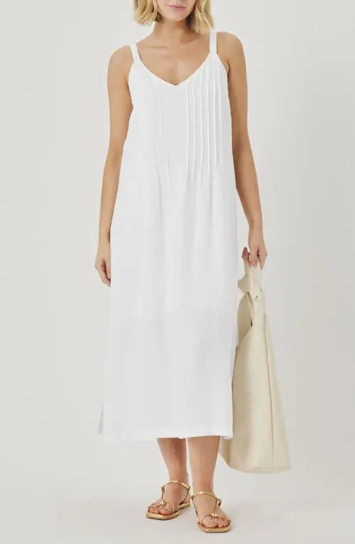 Splendid Stella Pintuck Detail Linen Dress - White