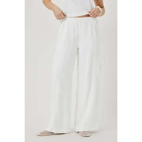 Splendid Stella Linen Cargo Pull-on Pants - White