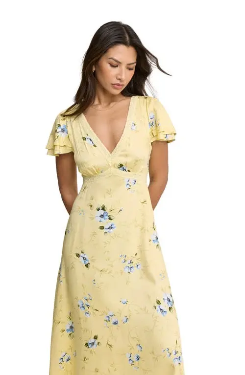 NOBODY'S CHILD Iris Trim Floral Print Maxi Dress