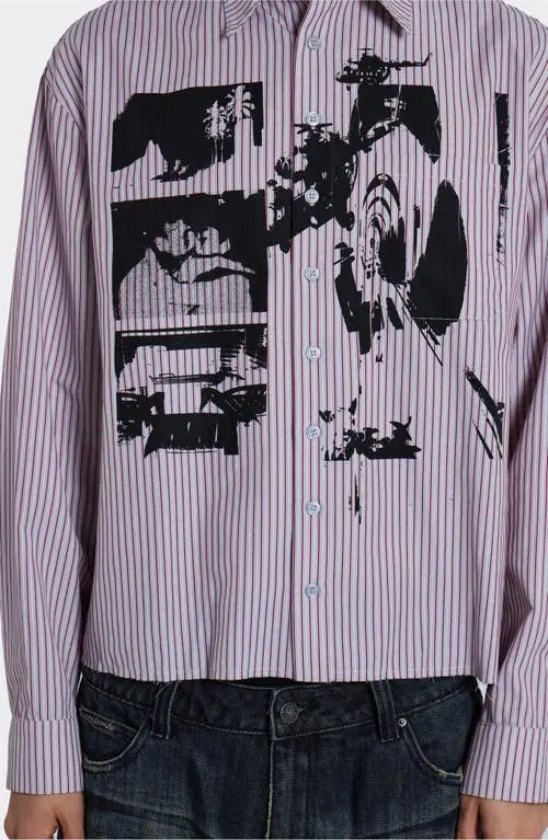 JADED LONDON Stripe Graphic Button-up Shirt