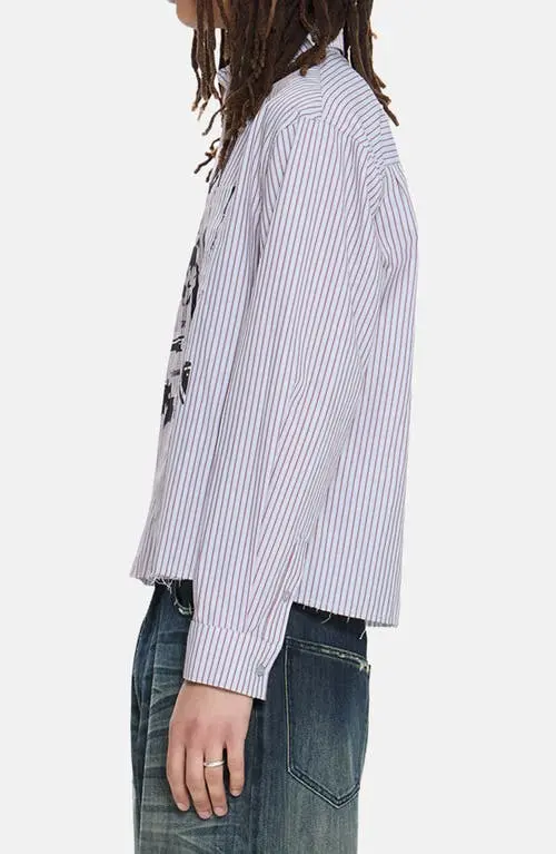 JADED LONDON Stripe Graphic Button-up Shirt