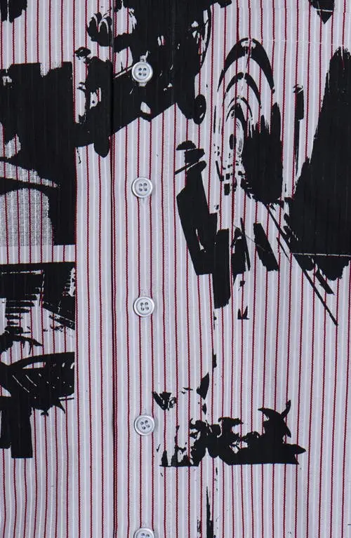 JADED LONDON Stripe Graphic Button-up Shirt