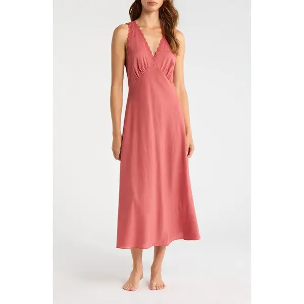 REFORMATION Lila Cotton Blend Nightgown - Rosewood