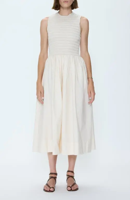 PISTOLA Gladys Smocked Midi Dress - Oyster Shell