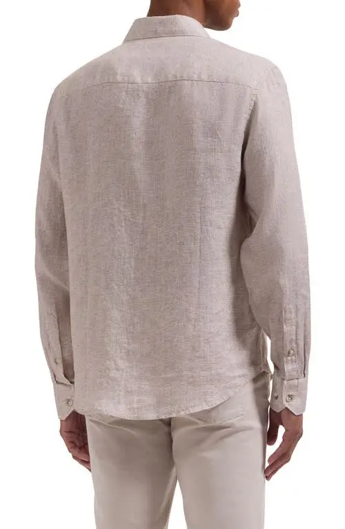 Bugatchi Axel Shaped Fit Linen Button-up Shirt - Camel