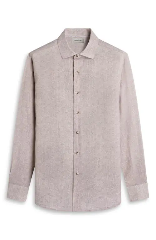 Bugatchi Axel Shaped Fit Linen Button-up Shirt - Camel