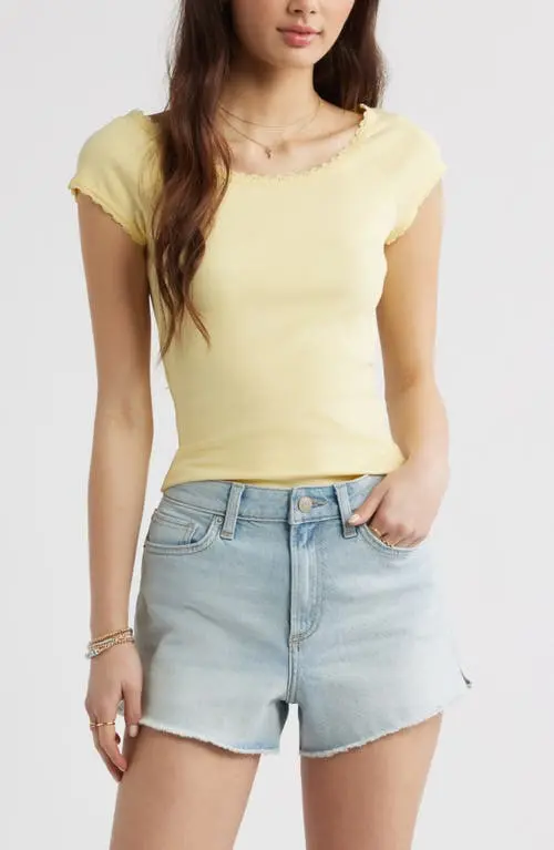 Bp. Lace Trim Cotton T-shirt - Yellow Begonia