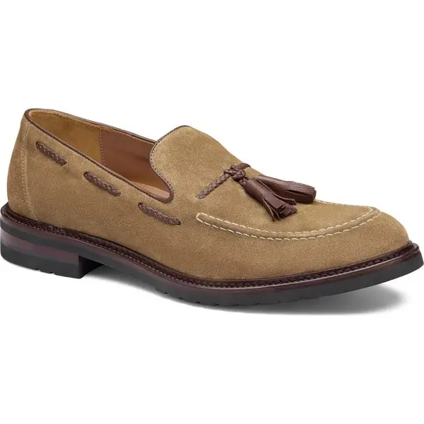 Johnston & Murphy Hartford Tassel Loafer - Beige Italian Suede
