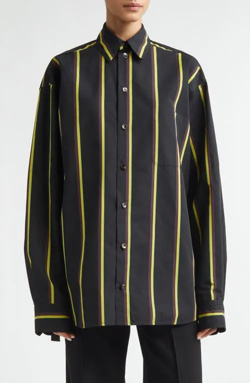 Proenza Schouler Alia Stripe Cotton & Silk Button-up Shirt - Black Multi