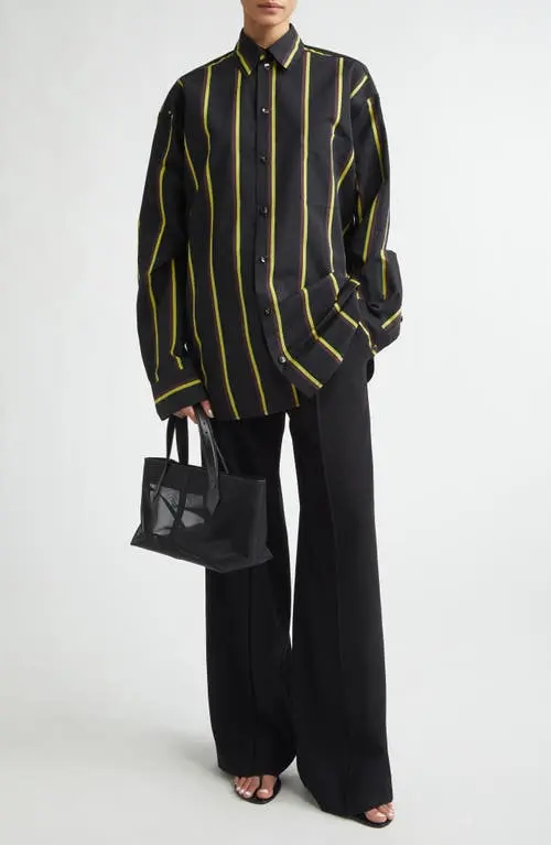 Proenza Schouler Alia Stripe Cotton & Silk Button-up Shirt - Black Multi