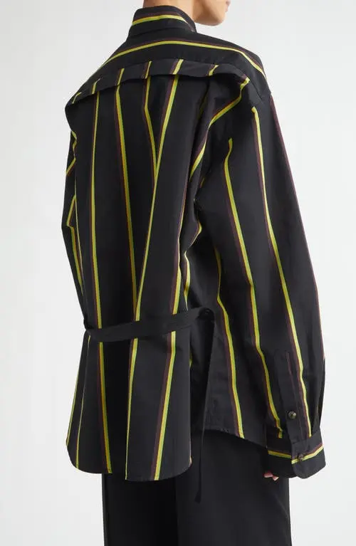 Proenza Schouler Alia Stripe Cotton & Silk Button-up Shirt - Black Multi