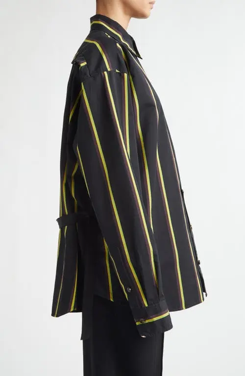 Proenza Schouler Alia Stripe Cotton & Silk Button-up Shirt - Black Multi
