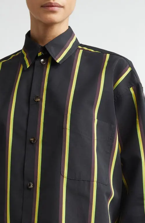 Proenza Schouler Alia Stripe Cotton & Silk Button-up Shirt - Black Multi